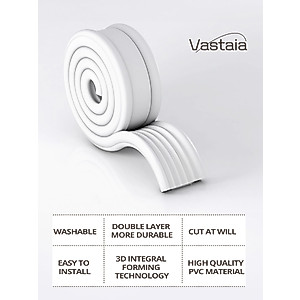 Vastaia 39" Length Door Draft Stopper Under Door Draft Blocker Insulator Door Sweep Weather Stripping Noise Stopper Strong Adhesive (White)
