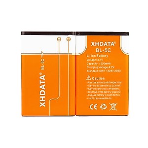 XHDATA BL-5C Battery 3.7V 1500mAh Rechargeable Battery Large Capacity for Radio for Home with Current Protection (2 Pieces)