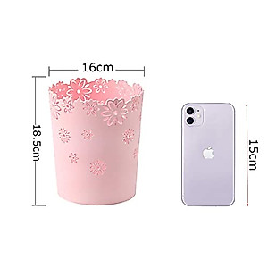 HMANE Wastebasket Super Mini, Hollow Flower Shape Plastic Lidless Wastepaper Baskets Trash Can - S, Mini Size