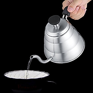 Ikunde Stainless Steel Hand Drip Pot Coffee & Tea Kettle with Gooseneck shaped Spout