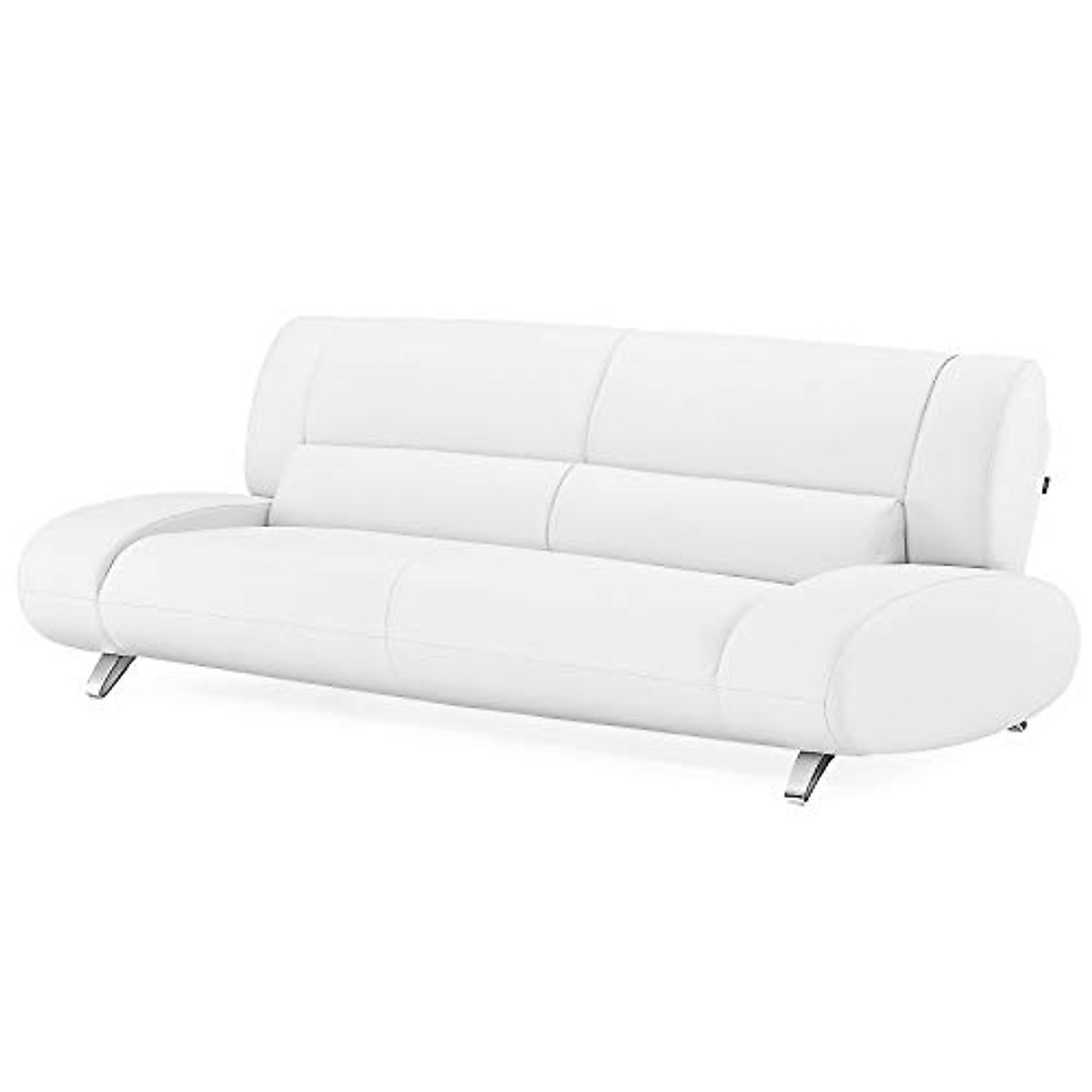 Zuri Furniture Modern Aspen White Microfiber Leather Sofa