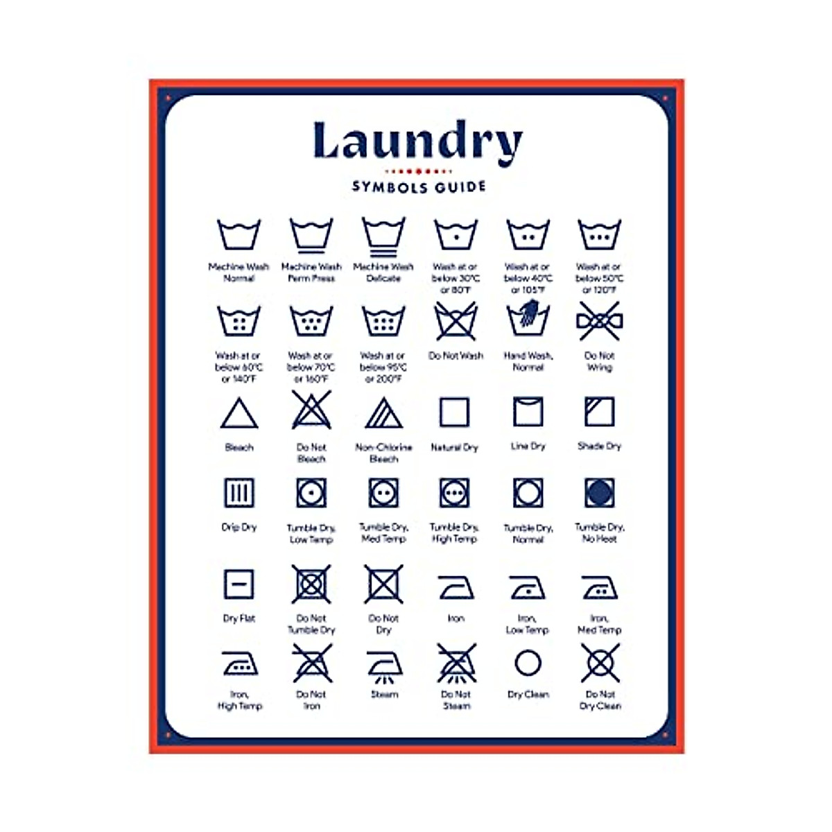 Laundry Symbols Magnet Guide