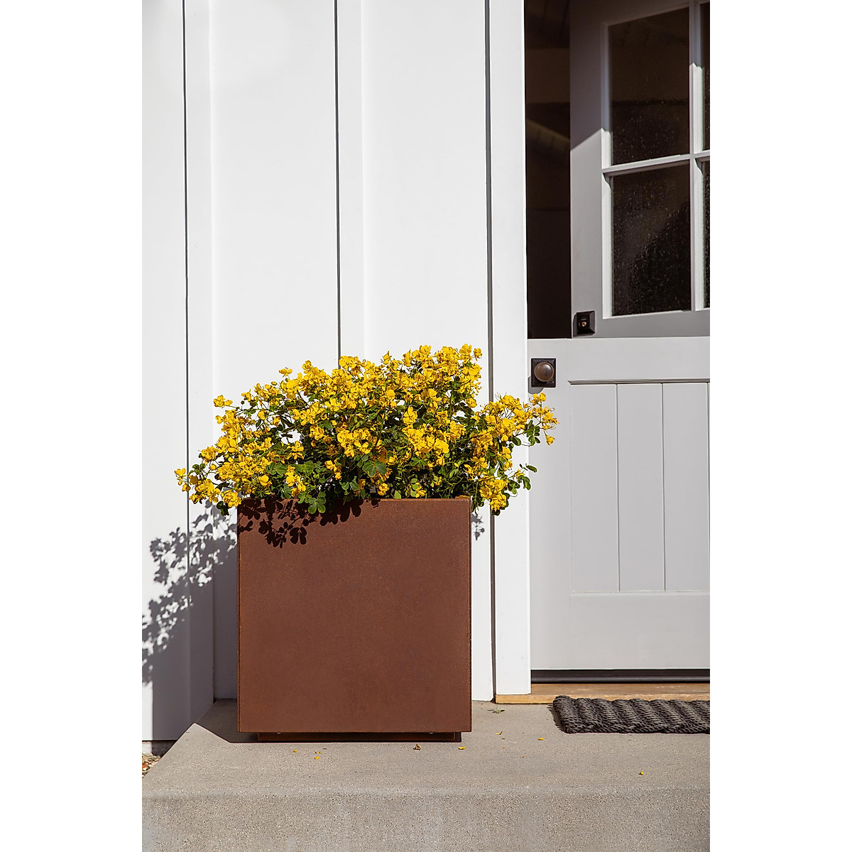 Veradek Corten Steel Series Cube Planter - Square Metal Planter for Outdoor Patio/Garden | Naturally Rusting Steel for All-Weather Use | Modern Rustic Décor for Trees, Flowers, Tall Trees