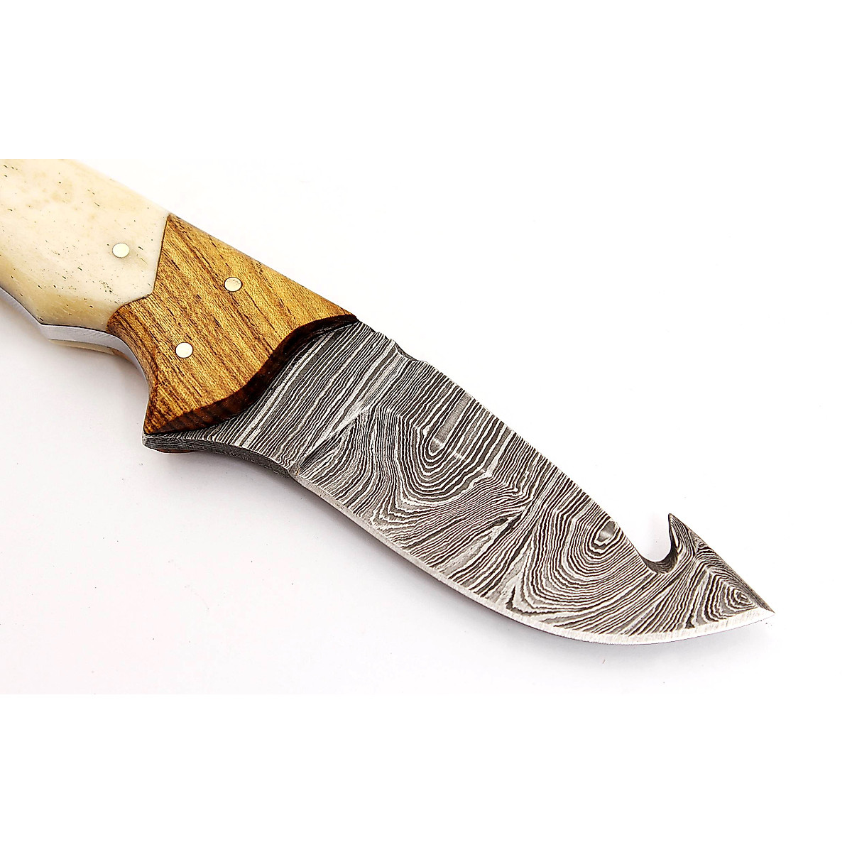 W Trading Custom hand made damascus steel blade gorgeous hunting knife with leather pouch. (2733) skinning knives for men best gift