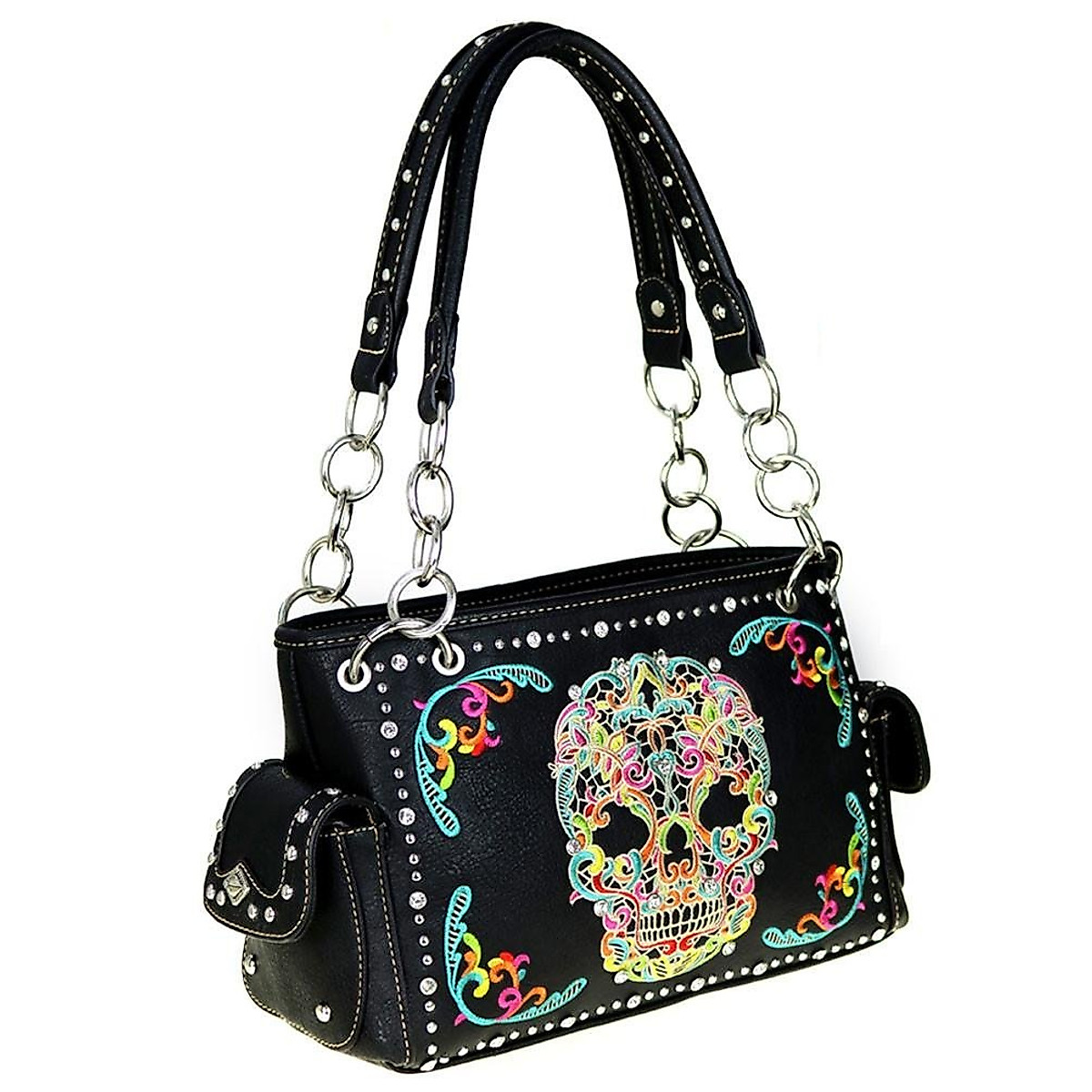 Montana West MW494G-8085 Sugar Skull Collection Concealed Handgun Satchel (Black & White)