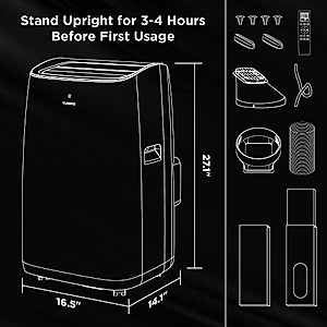 TURBRO 14,000 BTU Smart WiFi Portable Air Conditioner, Powerful Cooling Up to 600 Sq Ft, 3 in 1 Functions with Backlit Remote, Supports Alexa Voice Control, Easy Installation, Greenland Series, Black (10,000 BTU SACC)