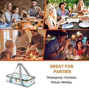 QHANSHIEE Insulated Casserole Carrier For Hot or Cold Food,Pie Carrier,Casserole Dish Carrying Case,Insulated Food Warmer Bag For Party/Picnic,Pioneer Woman Dishes Carrier,Fits 16" x 10" Baking Dish