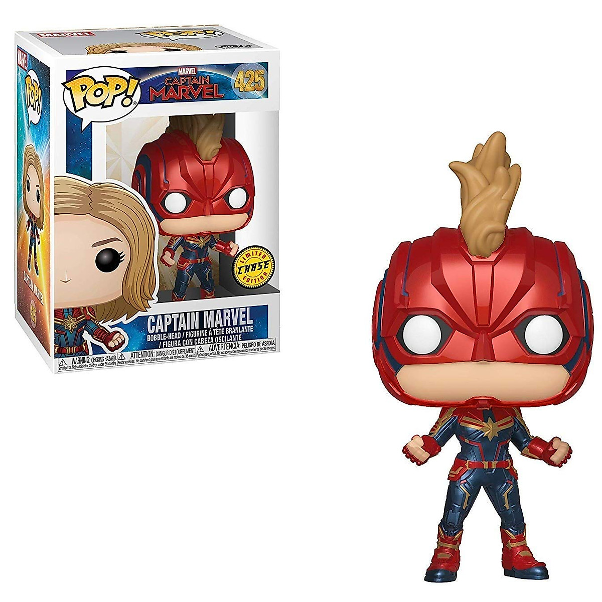Marvel: Captain Marvel - Masked Captain Marvel Limited Edition Chase Funko Pop! Vinyl Figure (Includes Compatible Pop Box Protector Case)