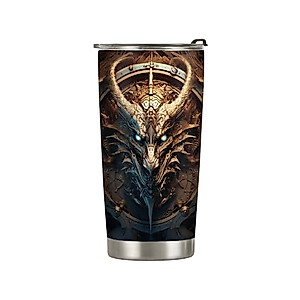 64HYDRO 20oz Steampunk Mechanical Engineer Clockwork Dragon Tumbler, Gaming, Gamer Gifts for Dragon Lovers, Stainless Steel Double Wall Vacuum Insulated Coffee Mug, Travel Cup with Lid