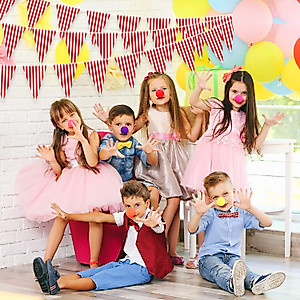 5 Packs Carnival Circus Party Decorations Supplies, Circus Carnival Bunting Banner, Red and White Pennant Banner Triangle Bunting Flag for Carnival Birthday Party, 7.4 x 10.8 Inch