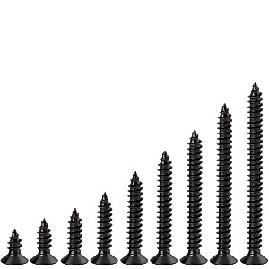 380PCS Flat Head Phillips Wood Screws Assortment Kit, Carbon Steel Self-Tapping Screw with Adjustable Wood Countersink (CSQ235 M3.5)