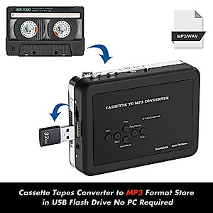 DIGITNOW Cassette Player, Portable USB Cassette to MP3 Converter, Walkman Audio Music Cassette Tape to Digital Converter Player with Earphones, No PC Required, Black