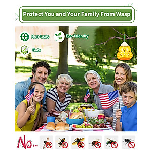 Wasp Trap Outdoor Hanging, Bee Traps Catcher, Effective Outdoor Wasp Killer Insect Catcher, New Upgrade Non-Toxic Reusable Hornet Yellow Jacket Trap (Orange, 2 Pack)