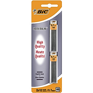 Bic Criterium Mechanical Pencil Leads 0.7 mm (Blister Pack of 2), gray