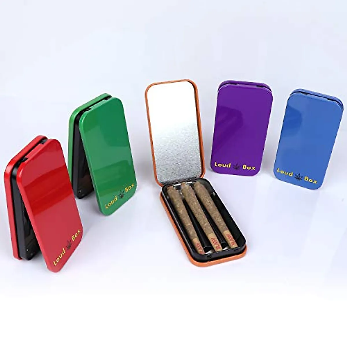 LoudLyfe - Loud Box 5 Pack Colorful Metal King Sized pre roll Cone Holder, Cigarette Tube, and Cigarette case, Holds 3 pre Rolled Cones, Convenient Smoking Accessories