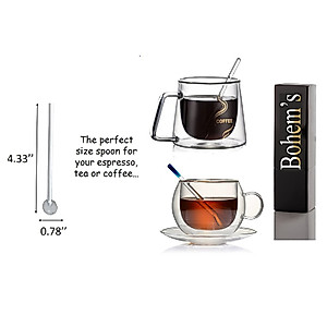 Demitasse Espresso Spoons, Mini Coffee Spoon, 4.33 Inches Glass Small Spoons for Tea, Stirring Rod Mixing Spoon, Set of 6 (clear 2)