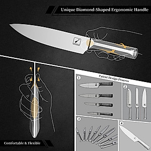 imarku Knife Set, 16 Pcs Kitchen Knife Set with Block, Ultra Sharp Stainless Steel Chef Knife Set, Dishwasher Safe Knife Block Set with One-piece Ergonomic Handle, Christmas Gifts for Women and Men