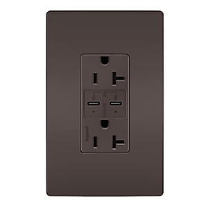 Pass & Seymour TR20USBPD Power Delivery USB Outlet, Brown
