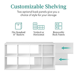 Best Choice Products 8-Cube Storage Organizer, 11in Shelf Opening, Bookcase, Display Shelf, Customizable w/ 3 Removable Back Panels – White