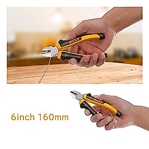 INGCO Pliers Tool Set, 3pcs Small Plier Set, 8 Inch Combination Pliers, 6 Inch Diagonal Cutting Pliers, 6 Inch Needle Nose Pliers HKPS08318