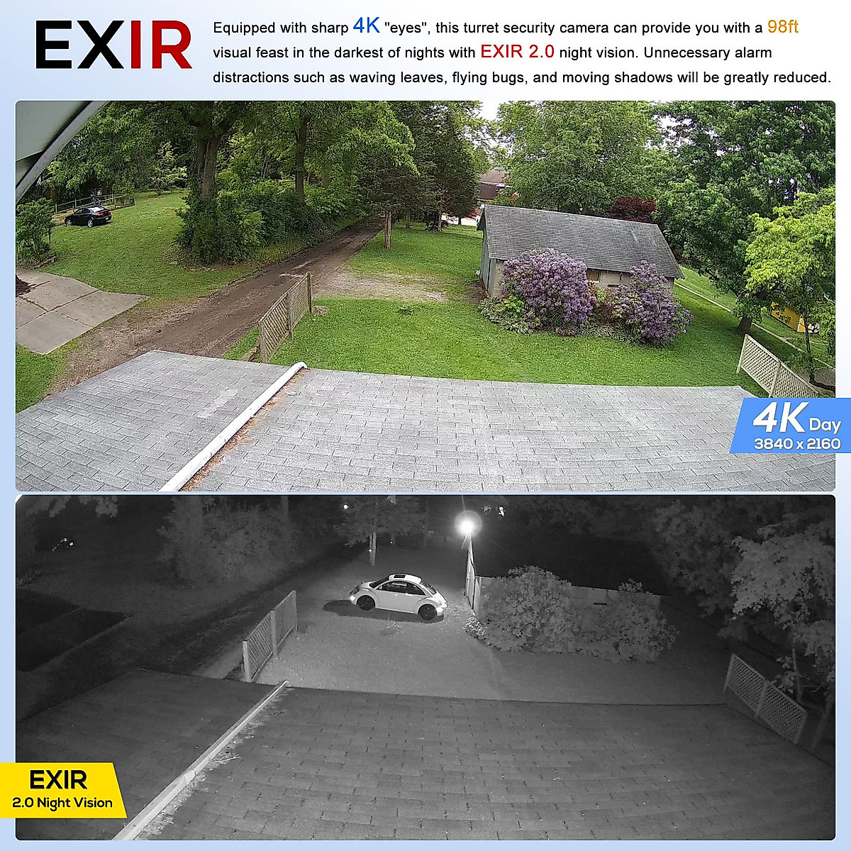 PANOEAGLE 4K PoE Security Camera, Compatible for Hikvision Outdoor 8MP Turret IP Camera with Human/Vehicle Detection,Built-in Mic,2.8mm Lens Wide Angle,98ft EXIR Night Vision, IP67 Waterproof(PG2385I)