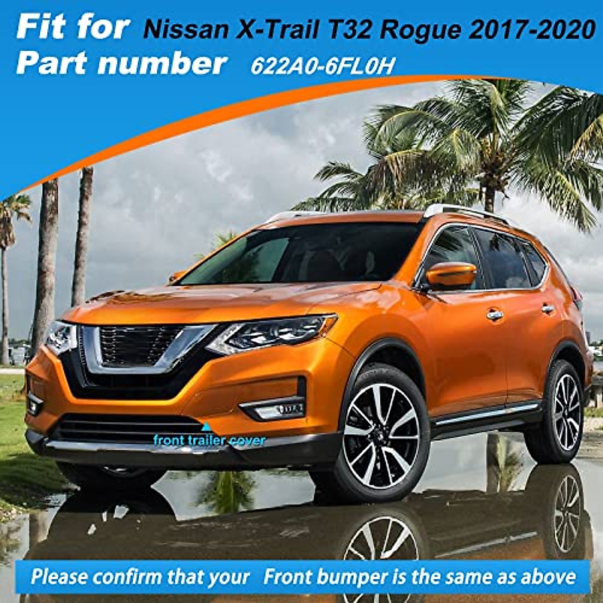 CZShiYue Front Bumper Tow Hook Cover Fit for Nissan X-Trail T32 Rogue 2017 2018 2019 2020 Towing Eye Cap 622A0-6FL0H (Black, Left Driver Side) Xinpinsai