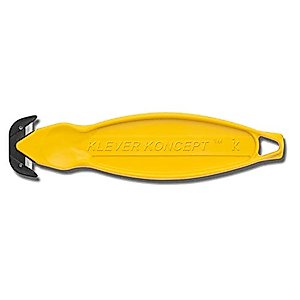 Klever Kutter KCJ-2 YELLOW Koncept Recessed Blade Safety Cutter, Standard, Yellow