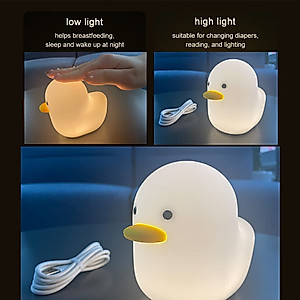 Resoxy LED Duck Lamp Night Light,Cute Animal Silicone Nursery Night Light USB Rechargeable Table Lamp Bedside Lamp with Touch Sensor for Kids Room Breastfeeding