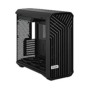 Fractal Design Torrent Black - Dark Tint Tempered Glass Side Panel - Open Grille for Maximum air Intake - Two 180mm PWM and Three 140mm Fans Included - Type C - ATX Airflow Mid Tower PC Gaming Case