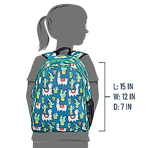 Wildkin 15 Inch Kids Backpack Bundle with Lunch Bag (Llamas and Cactus)