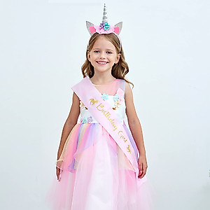 Unicorn Princess Dress Up Clothes for Little Girls – Costume, Jewelry and Headband (3 Years, Unicorn Princess 1)