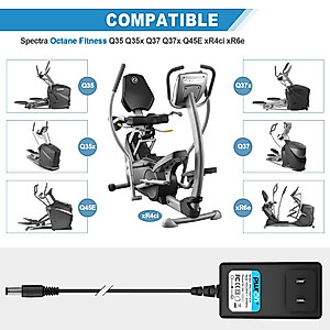 PwrON 9V AC/DC Adapter for Octane Fitness Q35 Q35e Q35c Q35ce Q37 xR3c xR4 xR4c xR4ci xR6 xR6e xR6ce Elliptical Treadmill Cardio Machine Power Supply Cord