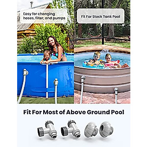 POOLHACKER Above Ground Pool Inlet and Outlet Ports Replacement Part Kit, Includes 2 On/Off Plunger Valve for Connection Pumps, Pool Replacement Parts