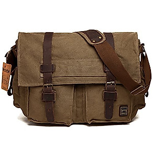 Berchirly 13.3Inch Laptop Bag Vintage Military Man Canvas Messenger Bags For Women Men