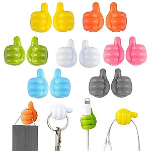 6Pcs Multifunctional Clip Holder Thumb Hooks Wire Organizer Wall Hooks Hanger Strong Wall Storage Holder for Kitchen Bathroom (Transparent)