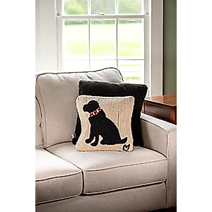 Chandler 4 Corners Artist-Designed Black Lab Hand-Hooked Wool Decorative Throw Pillow (14” x 14”)