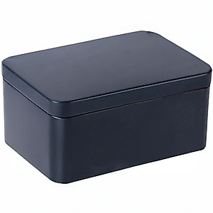 DOITOOL Metal Container Rectangular Tin Box with Lids, Portable Tea Storage for Tea, Candy, Candle, Jewelry - Black (13x8x6cm) Small Tin Box