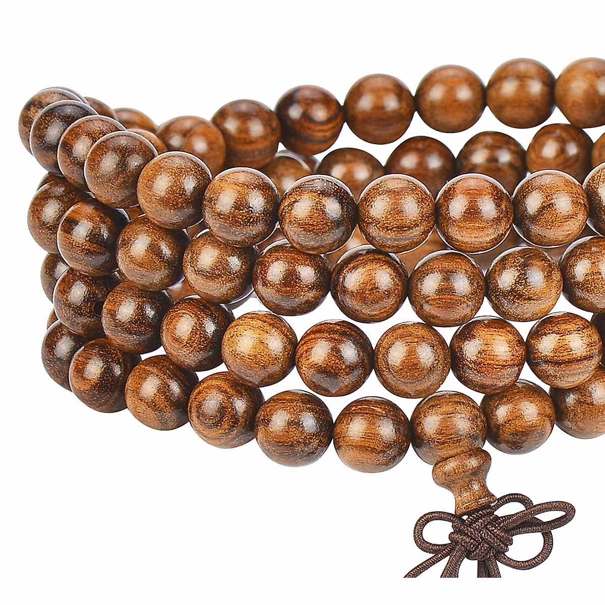 anzhongli mala beads bracelet 108 8mm Beaded Necklace sandalwood elastic (Gourd - Rosewood)