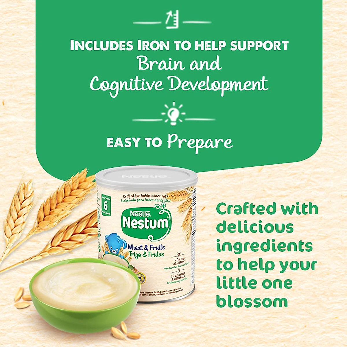 Nestle Nestum, 3 Cereales, Trigo, Maiz & Arroz, 14.1 Ounce (Pack of 6)