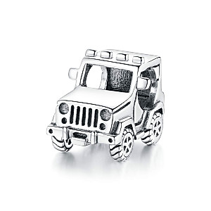 VOROCO Sterling Silver Charm for Bracelets Motorcycle Bicycle Truck Bus Car Charms Bead Transportation series for Woman men Jewelry Gifts