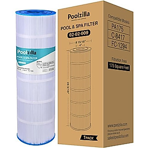 Poolzilla 1 Pack Pool Filter Replacement Cartridge for PLF175A, Filbur FC-1294, Hayward C1750, CX1750RE, PA175, Unicel C-8417, Waterway PCCF-175, 25230-0175S, 817-0175P, Sta Rite PXC 175