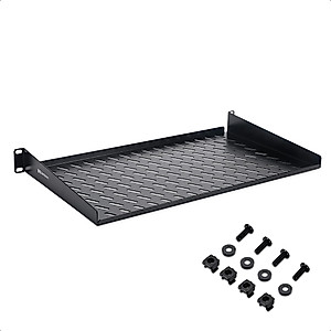 Cable Matters 1U Server Rack Shelf for 19" Rack & Cabinet, 10" Depth with 55lbs Weight Capacity (Rack Mount Shelf) in Black