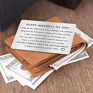 MXRSDF Son Birthday Card - Son Bday Gift - Son Engraved Wallet Card