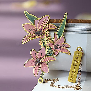 Metal Bookmark Flower Brass Hollow Space Bookmarks for Reading Pendant 1 Piece
