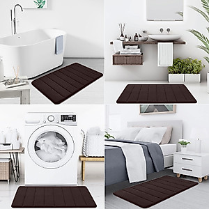 Buganda Memory Foam 3 Pieces Bathroom Rugs Set - Thick Soft Absorbent Non-Slip Bath Mats, Washable Small/Large/Contour Bath Rugs (24" x 16" + 30" x 20" + 24" x 20", Coffee)