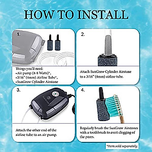 SunGrow 10-Pack Air Stone Bubble Cylinder for Aquarium Air Pump, 1 Inch Fish Tank Air Diffuser Aerator Bubbler for Ponds, Hydroponics & Aquaponics, Mini Airstones Aquarium Air Pump Accessories