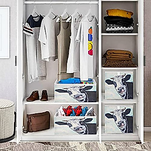 Kigai Funny Farm Cow Cube Storage Bins - 11x11x11 In Large Foldable Storage Basket Fabric Storage Baskes Organizer for Toys, Books, Shelves, Closet, Home Decor