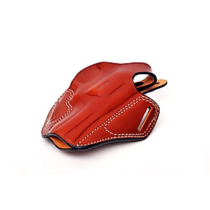 Leather Holster for Taurus 856 Defender 3" Barrel, OWB Thumb Break, Genuine Leather, Right Handed, ShnLeather (Brown)