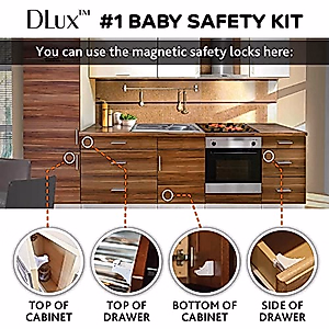 21 Magnetic Cabinet Locks 3 Keys, Child Safety 61-Piece Kit, Magnet Locks with New Upgraded Adhesive, Easy Installation, No-Drill Baby Proofing Locks to Childproof Cabinets & Drawers