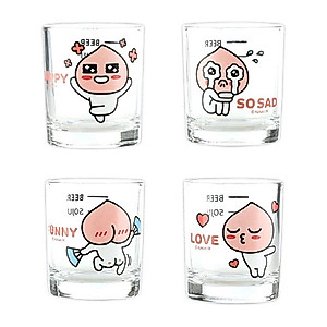 Kakao Soju Glass, Kakao Shot Glass, Soju Shot Glasses korean, Soju Glasses Set of 4 (2oz/60ml)